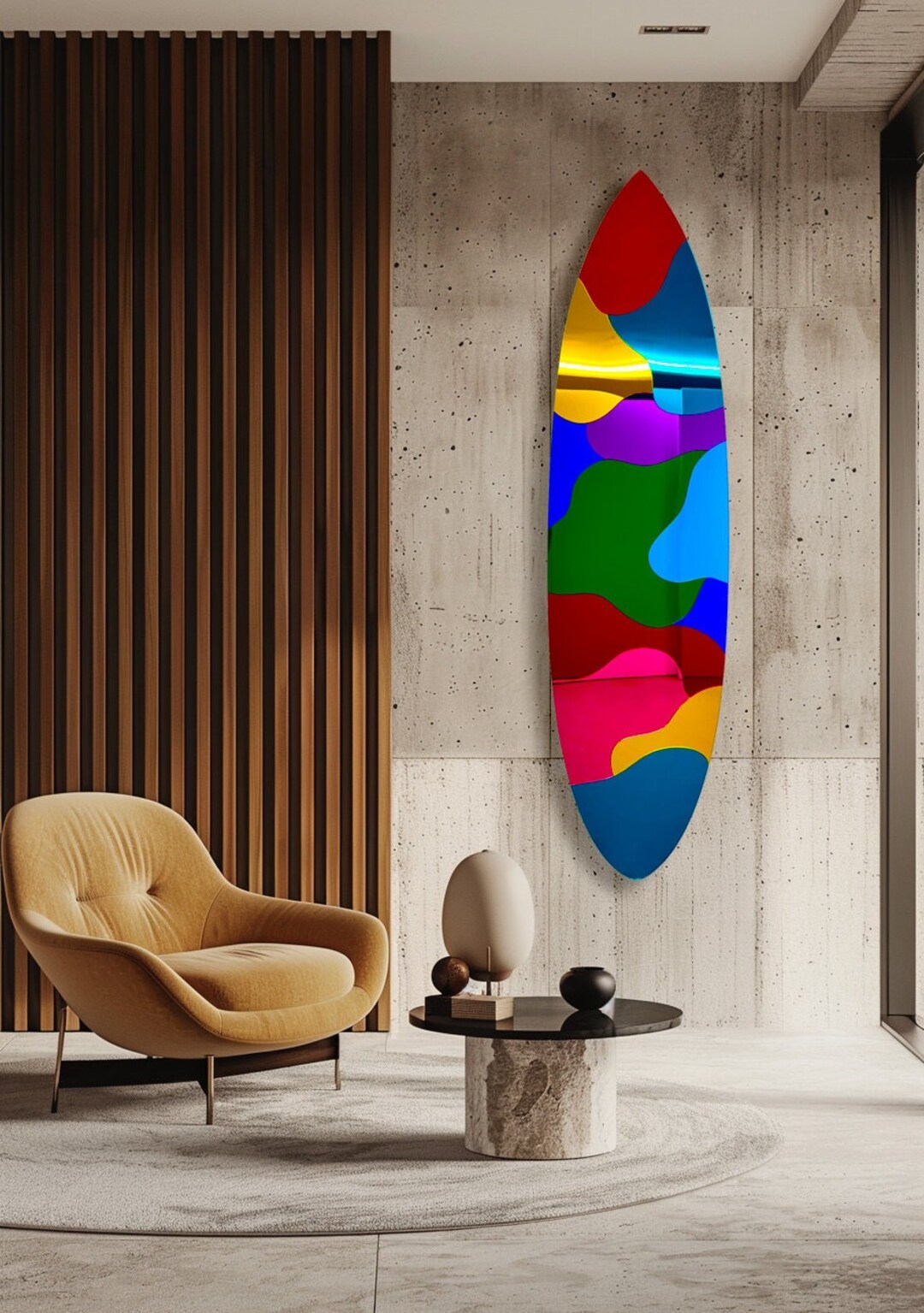 Surfboard Wall Art, Pop Art, Mirrored Acrylic Art, Oversized Surfboard ...
