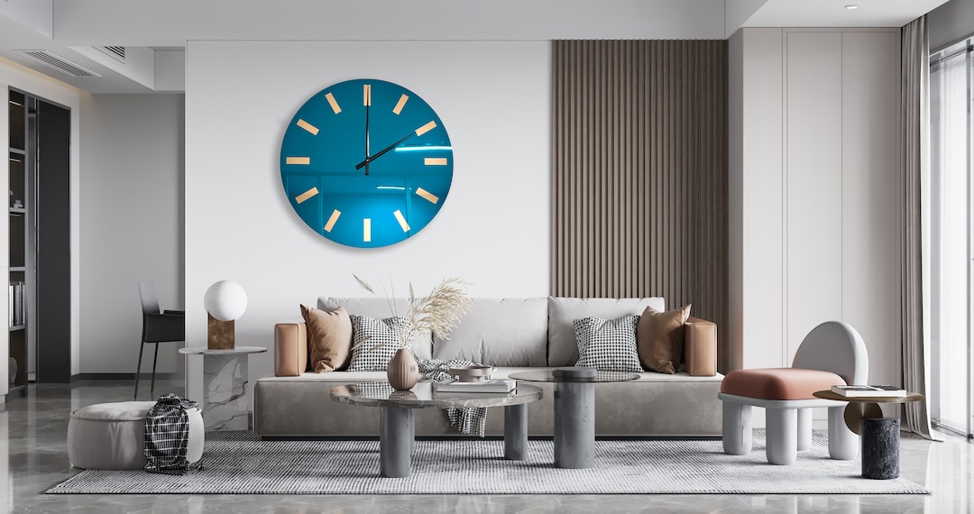 Large Mirrored Acrylic Wall Clock: Custom Colors, Modern Art - Etsy