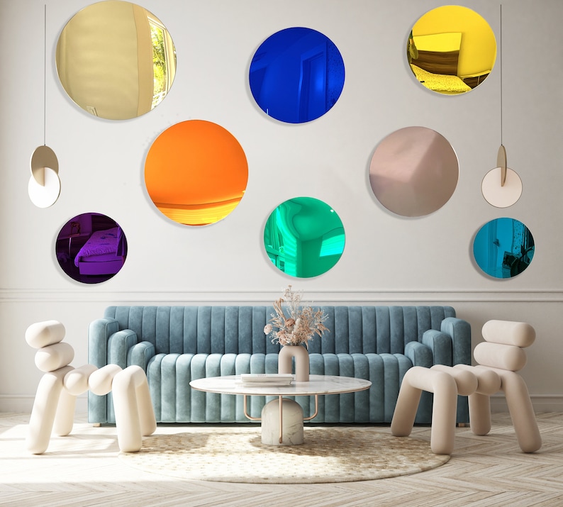 Mirrored Acrylic Abstract Circles Wall Art: Modern Home Decor, Set of 8 ...
