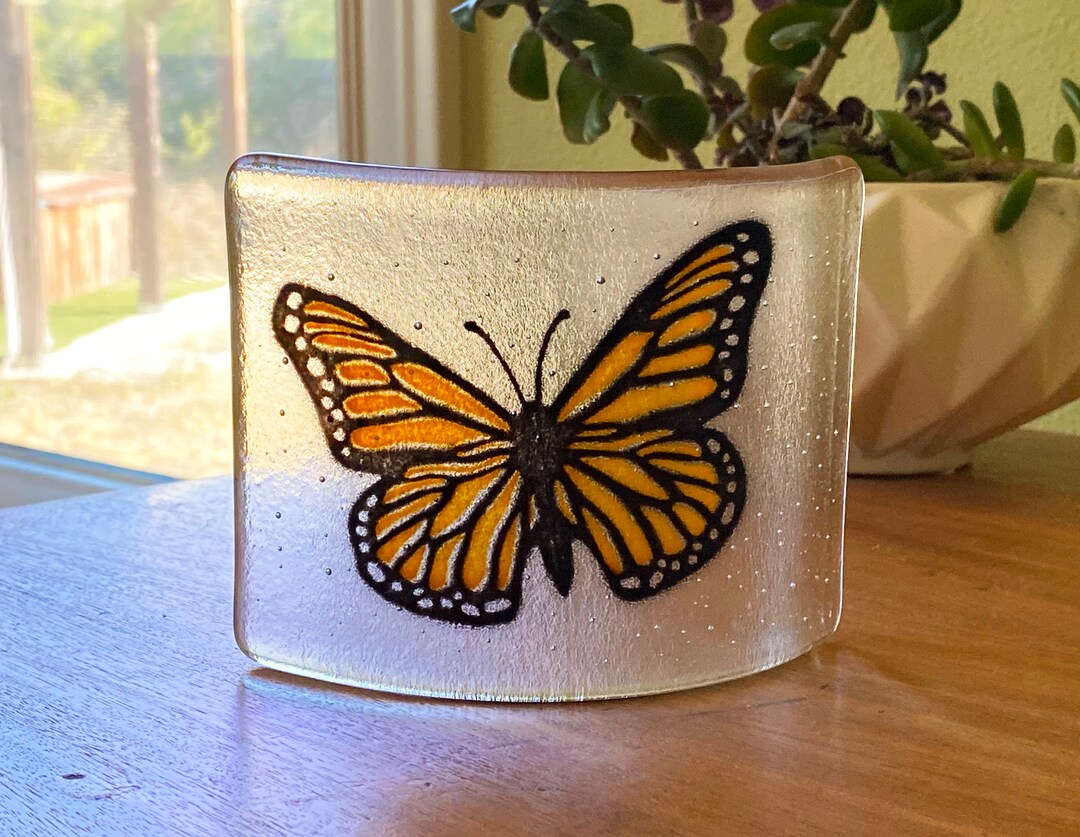 Monarch Butterfly Screen Print in Glass - Etsy