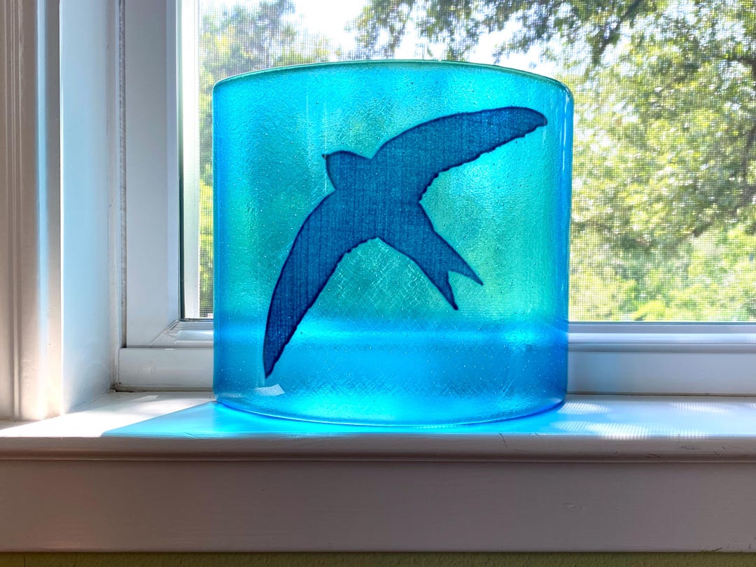Large Glass Art Lightcatcher With Screen Print of Flying Bird - Etsy