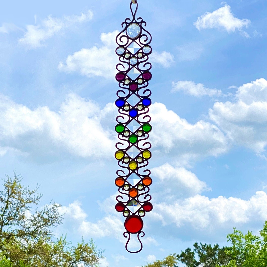 Chakra Leaded Glass Sun Catcher - Etsy