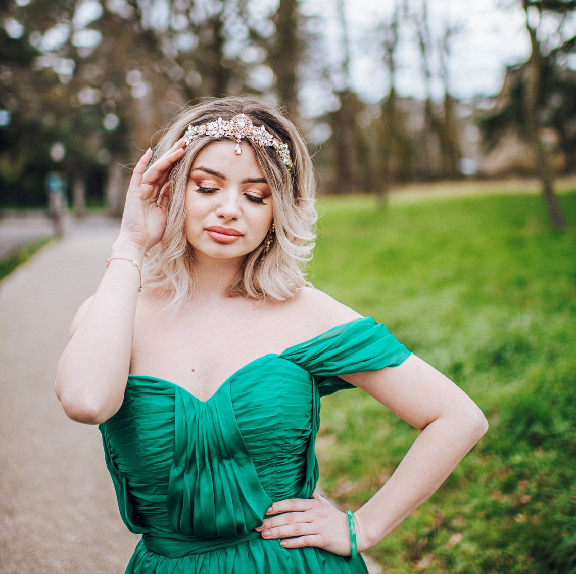 Wedding Gold Crown ,wedding Forehead Jewelry,bride Diademe,rhinestones ...