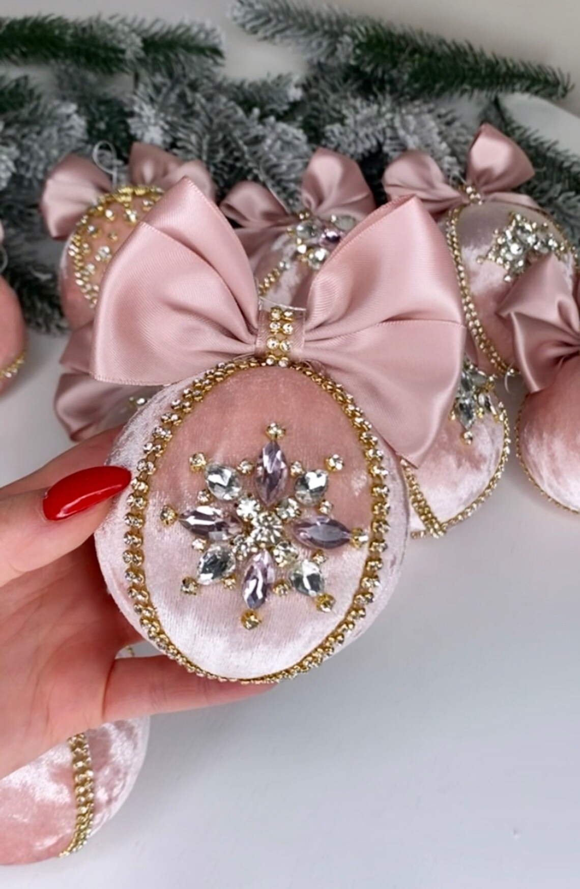 Christmas Velvet Ornaments/christmas Red Balls/christmas Red ...