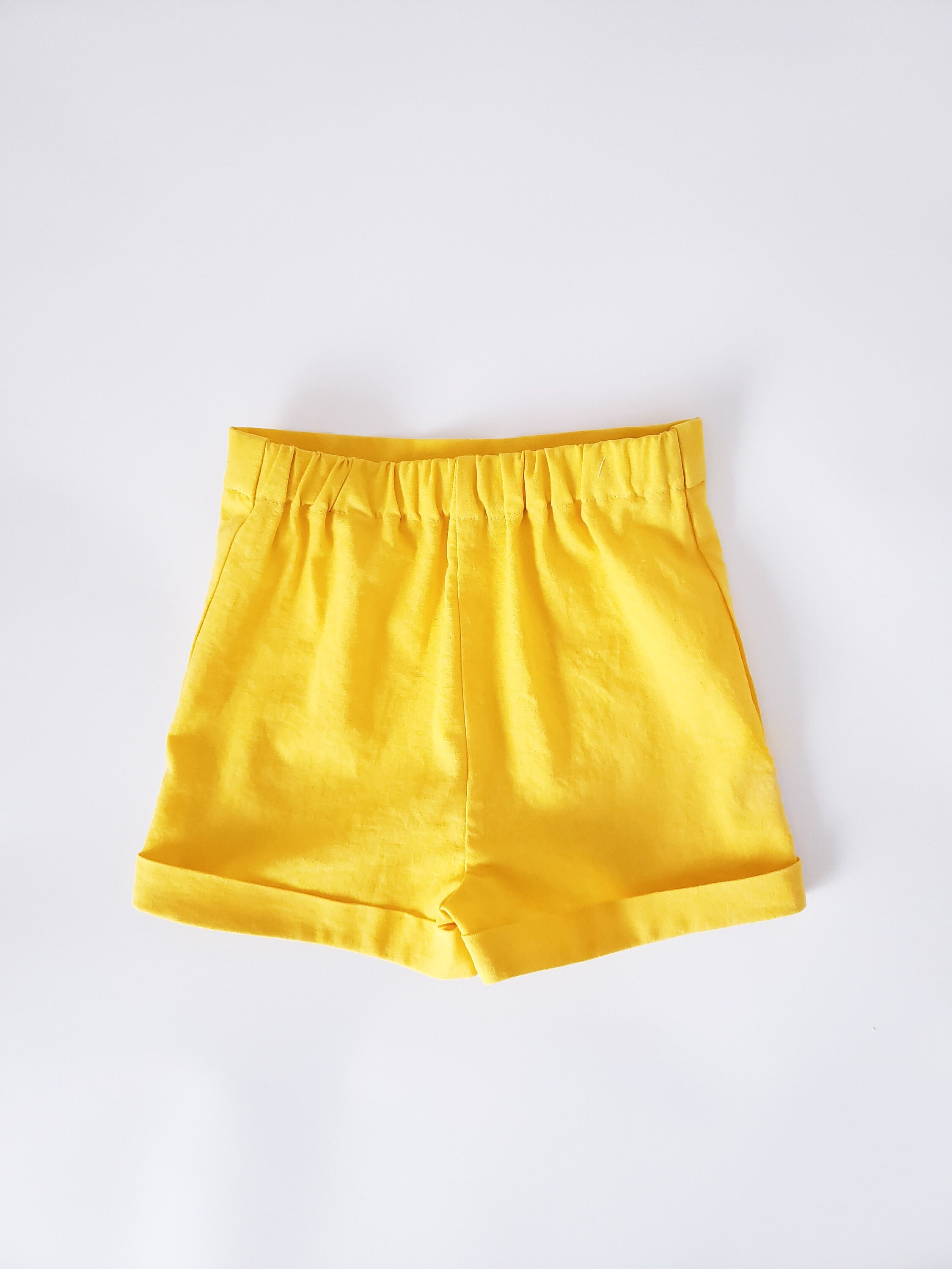 Sunshine Yellow Linen Shorts for Toddler Girls Highwaisted | Etsy