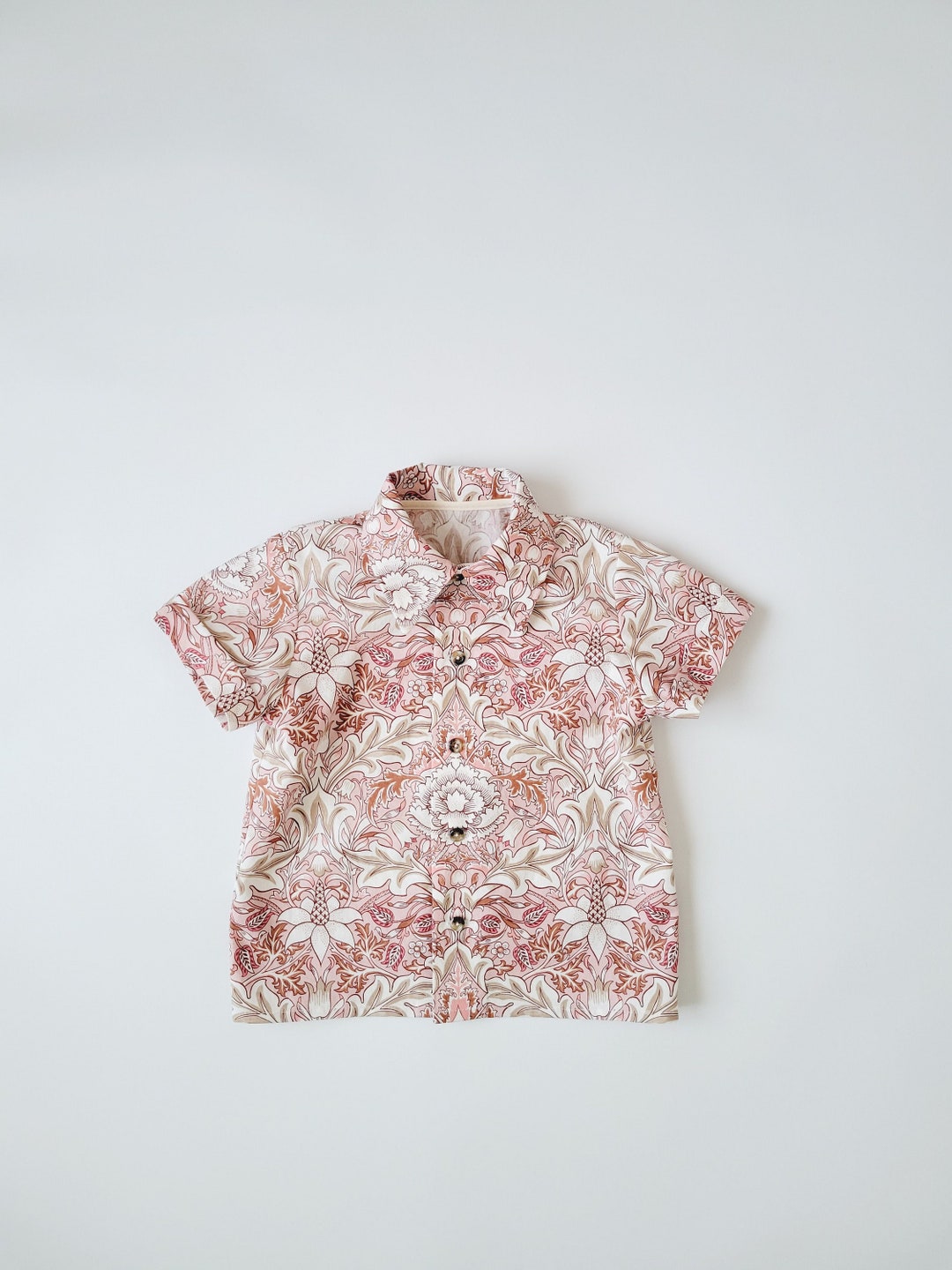 Pink Button Down Shirt for Boys, Floral Ring Bearer Shirt, Dressy Boys ...