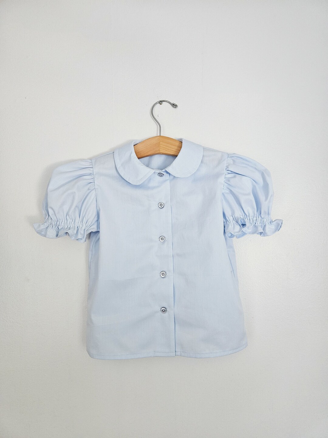 Light Blue Uniform Shirt for Toddler Girls, Peter Pan Collar Blouse ...