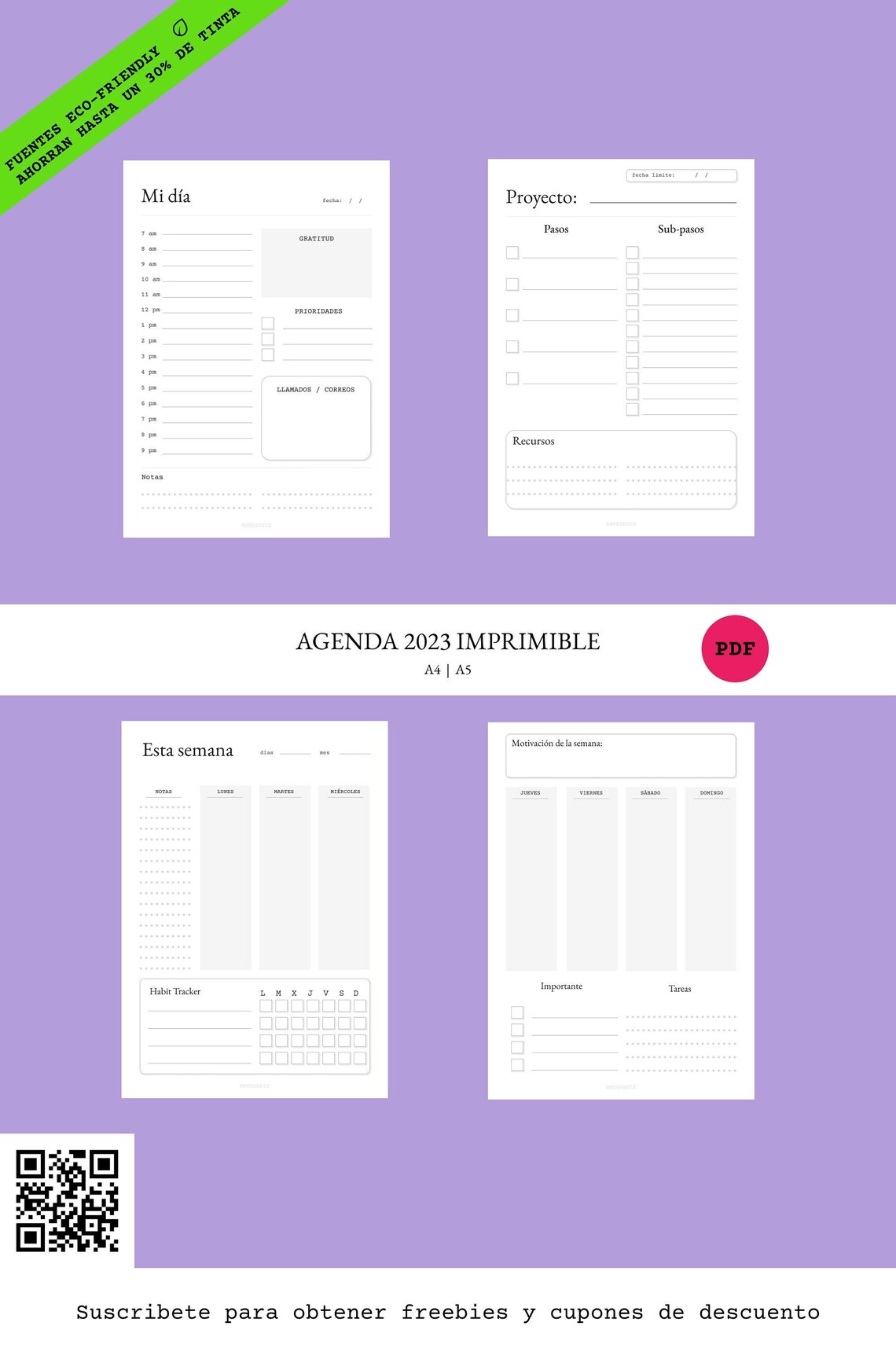Agenda 2024 Imprimible Español Journal Planner Planificador Digital sin ...