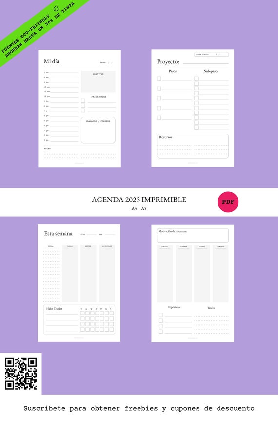 Agenda 2023 Imprimible Español Journal Planner Planificador - Etsy España