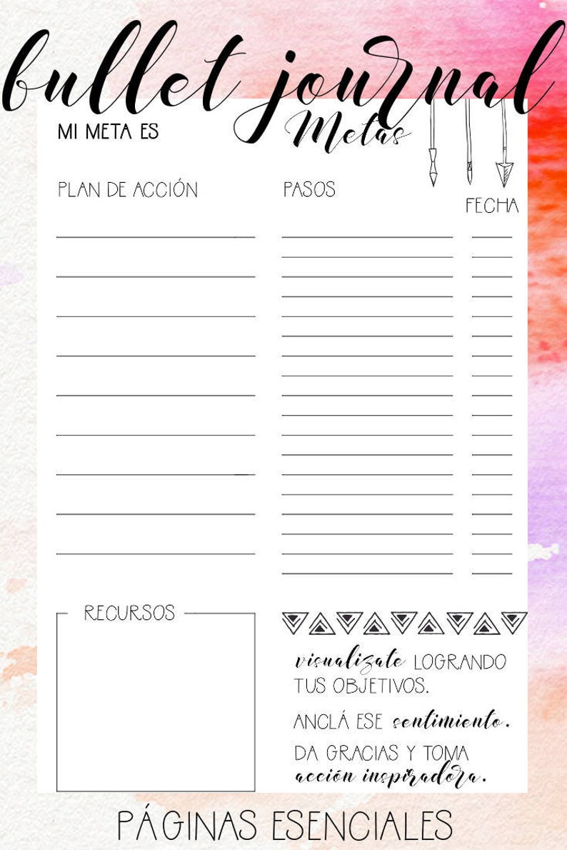Bullet Journal in Spanish Bohemian Romantic Planner Printable Digital ...