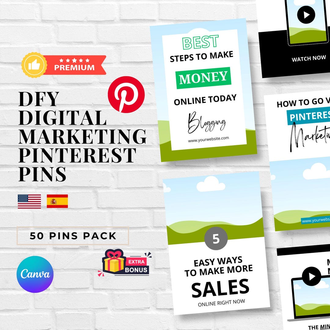 DFY Digital Marketing Pinterest Pins Bundle Pack Templates Viral Pin ...