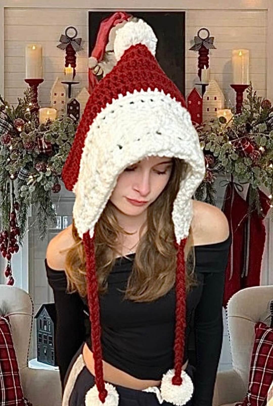 EASY CROCHET PATTERN - Cable Santa Hood - Santa Hat - 3 Sizes - Ava ...