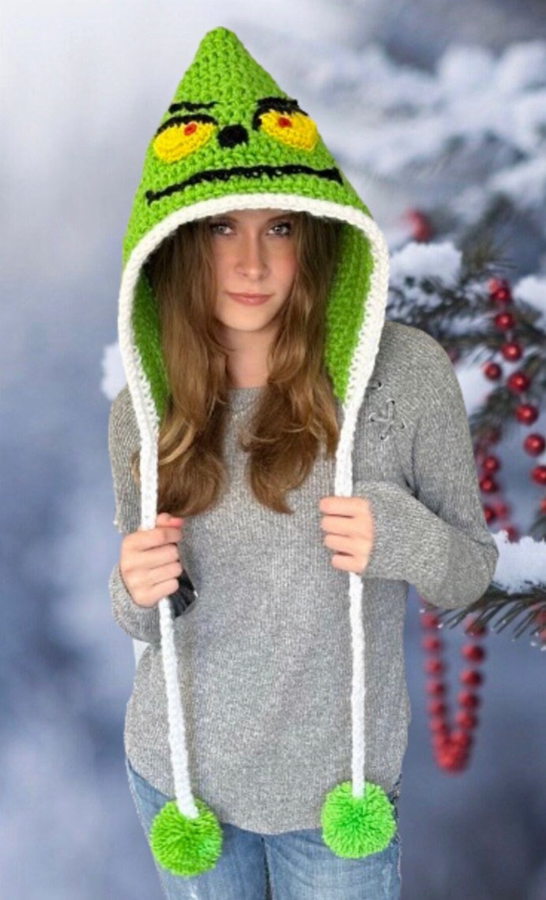 EASY CROCHET PATTERN - Grinch Inspired Hood - Christmas Hat - Holiday ...