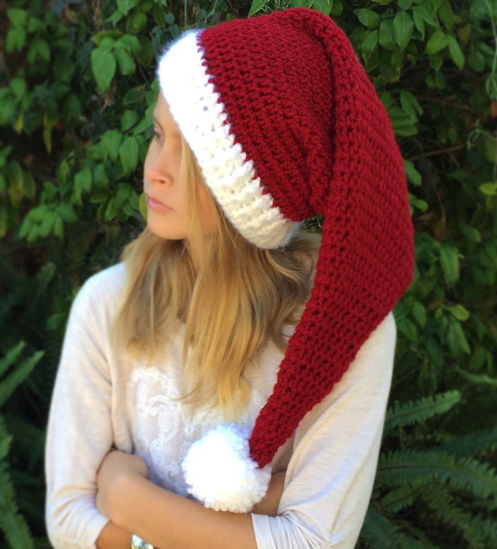 EASY CROCHET PATTERN Deluxe Red Santa Hat Holiday Hat - Etsy