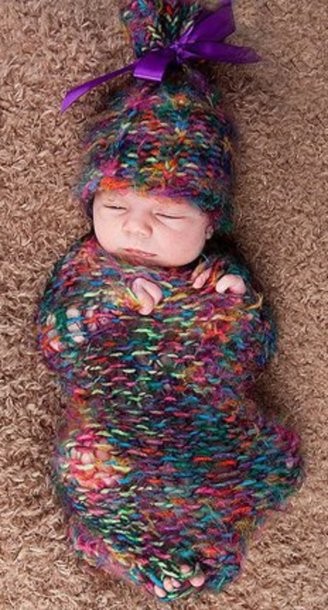 Easy LOOM KNITTING PATTERN - Newborn Hat Cocoon Set - Rainbow Hat ...