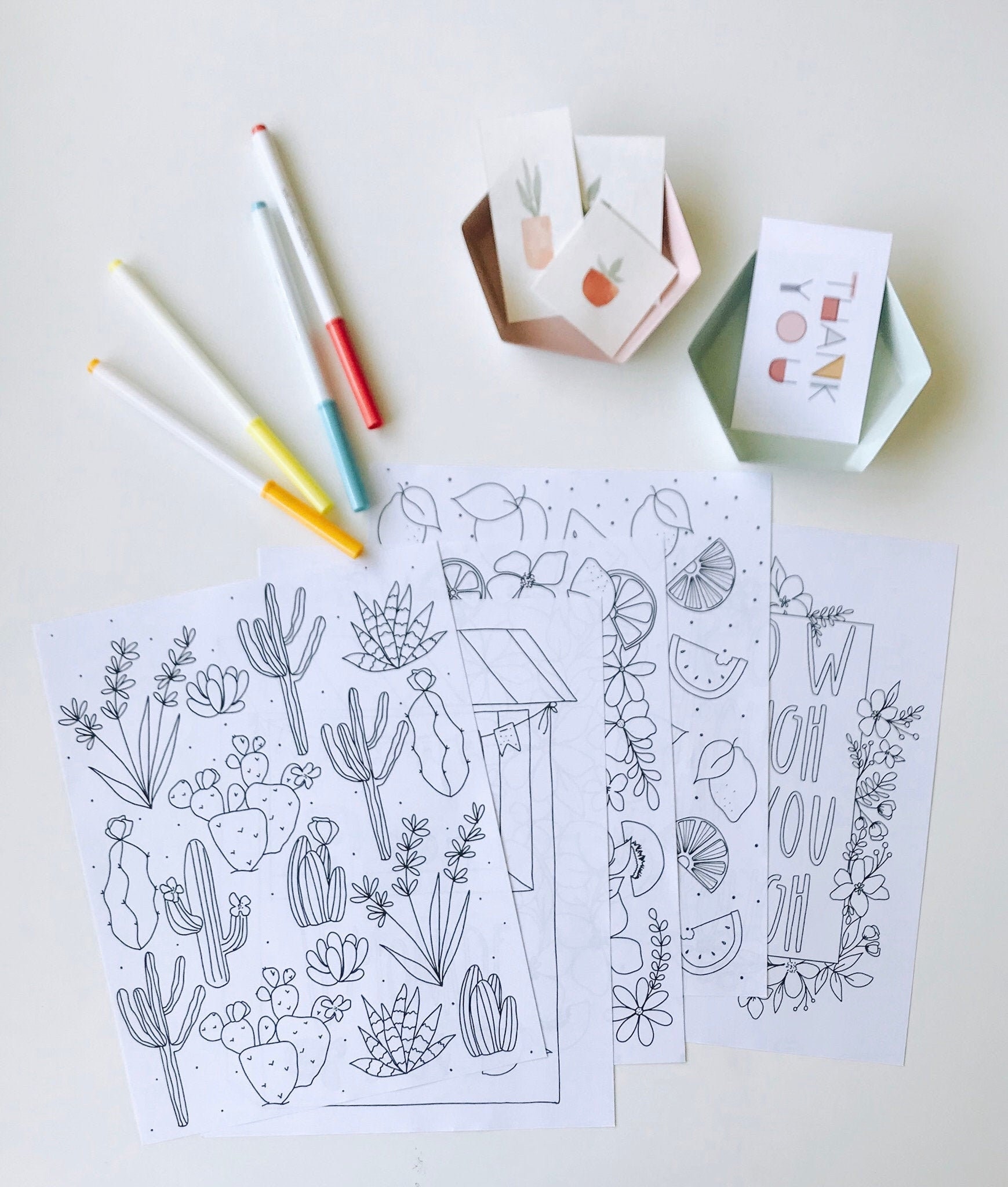 Fruity Florals Coloring Sheets/ Printable Coloring Sheet for - Etsy