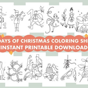 12 Days of Christmas Coloring Pages - Printable Christmas Coloring Book ...