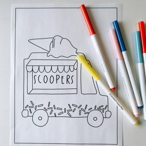 Beach Themed Printable Coloring Sheets for Kids / Hippy Van Ice Cream ...