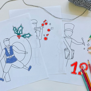 12 Days of Christmas Coloring Pages - Printable Christmas Coloring Book ...