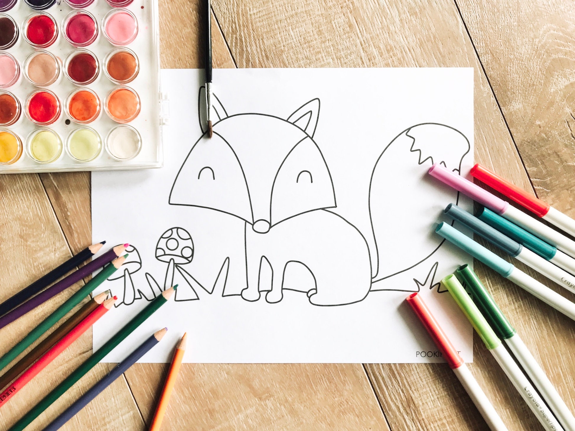 Woodland Animal Art Animal Coloring Sheets for Kids | Etsy