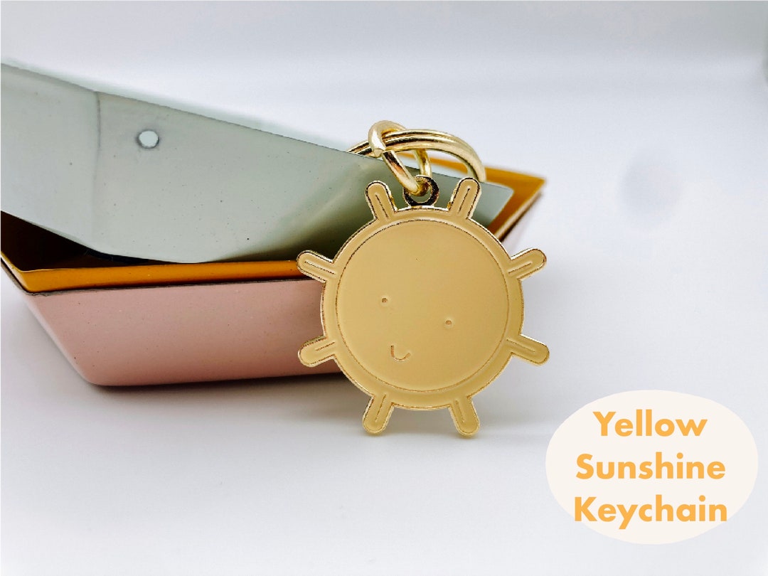 Gold Metal Sunshine Keychain Sun Keyring Keychain With Key Ring ...