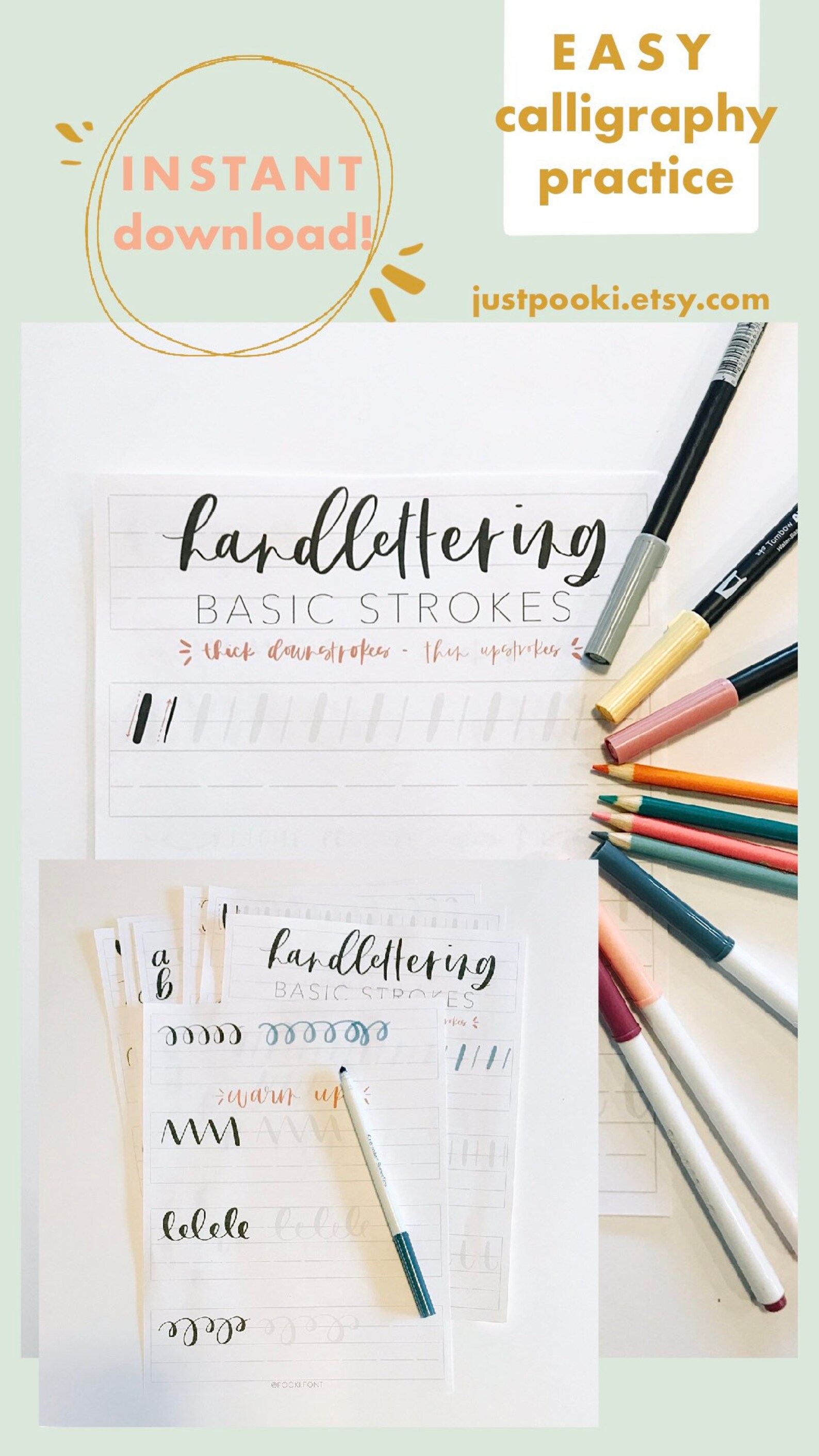Ultimate Easy Handlettering Practice Sheets Digital Download | Etsy