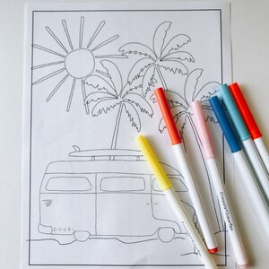 Beach Themed Printable Coloring Sheets for Kids / Hippy Van Ice Cream ...