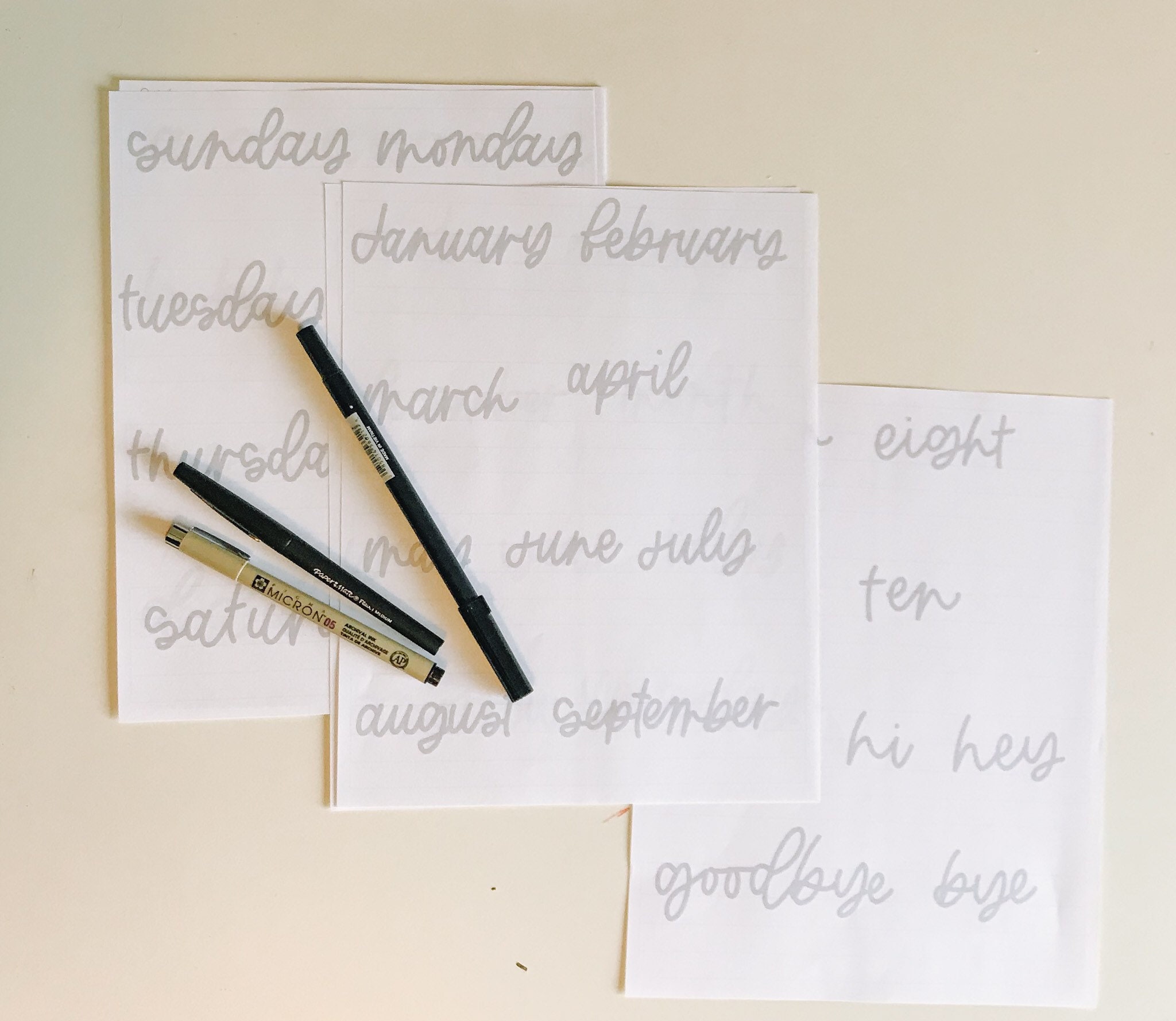 Basic Handlettering Practice / Easy Handlettering Worksheets / | Etsy