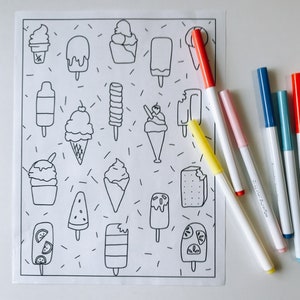 Beach Themed Printable Coloring Sheets for Kids / Hippy Van Ice Cream ...