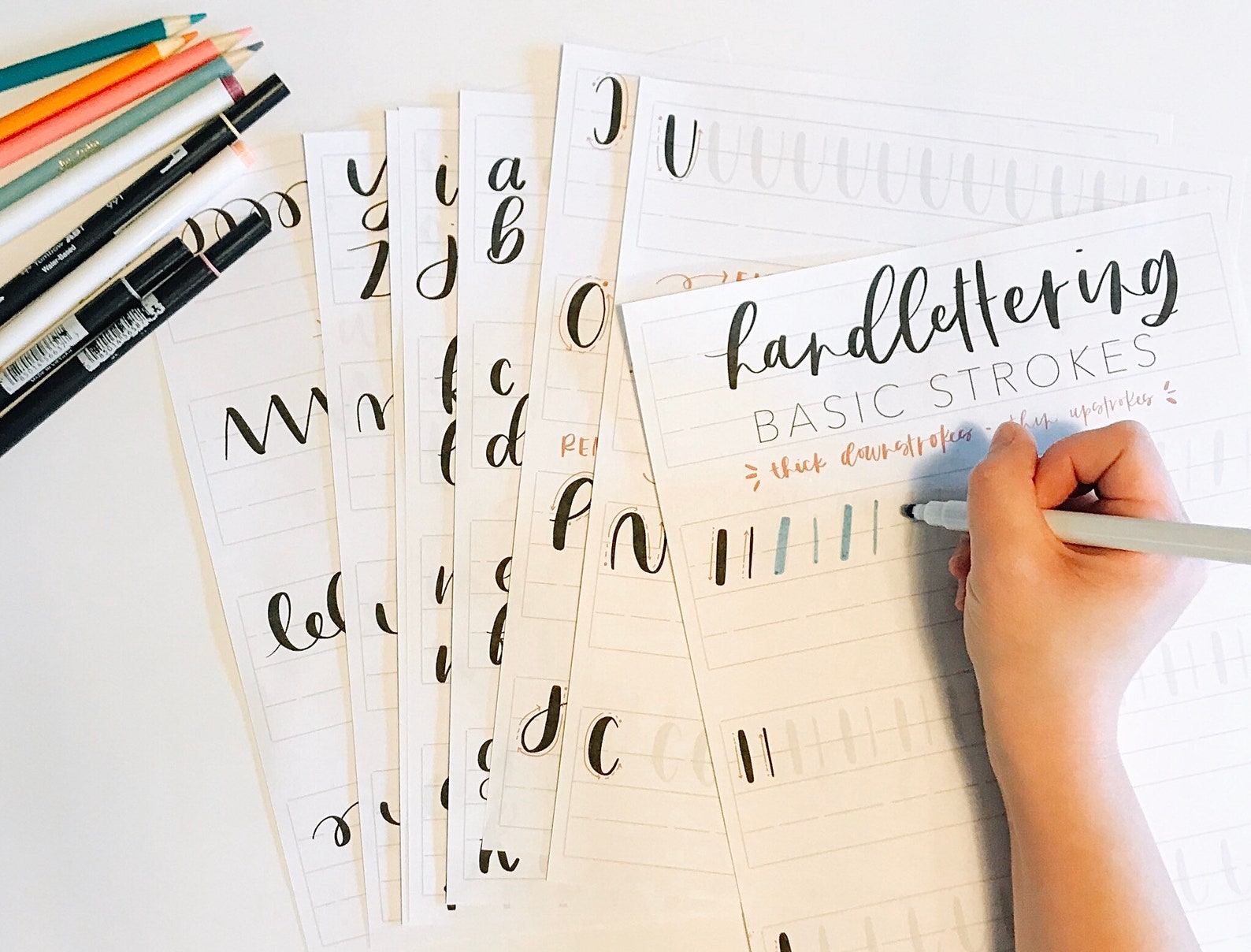 Easy Handlettering Practice Sheets | Digital Download Calligraphy ...