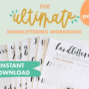 Easy Handlettering Practice Sheets Digital Download Calligraphy Practice Hand Lettering Guide Brush Calligraphy calligraphy Etsy