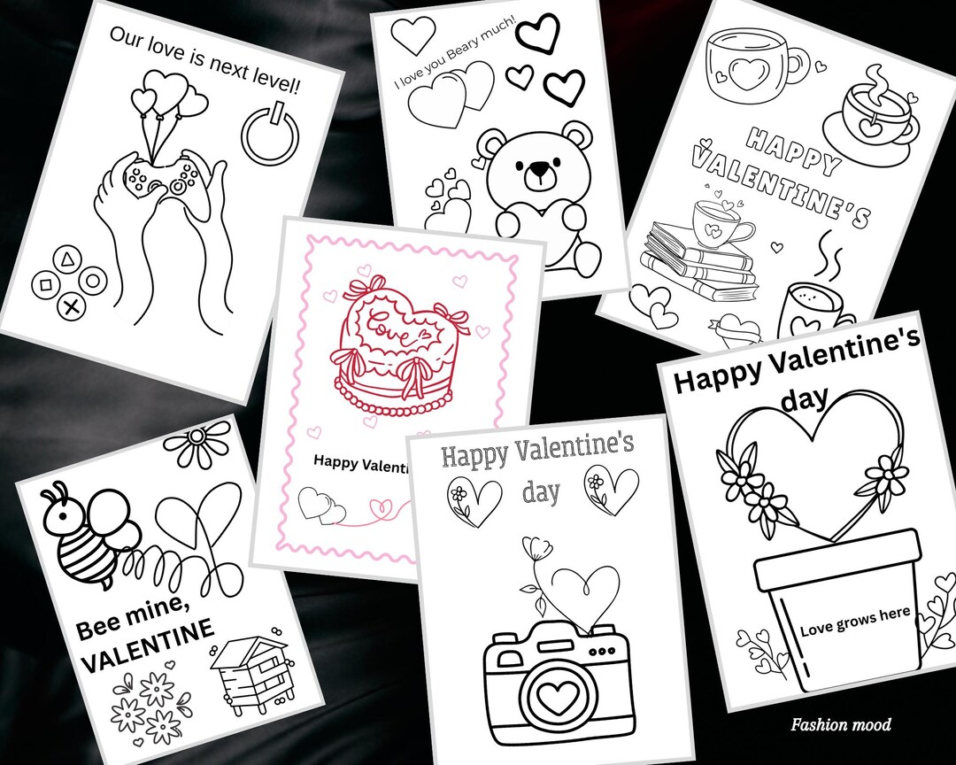 Printable Digital Download Coloring Pages Valentines Kids - Etsy
