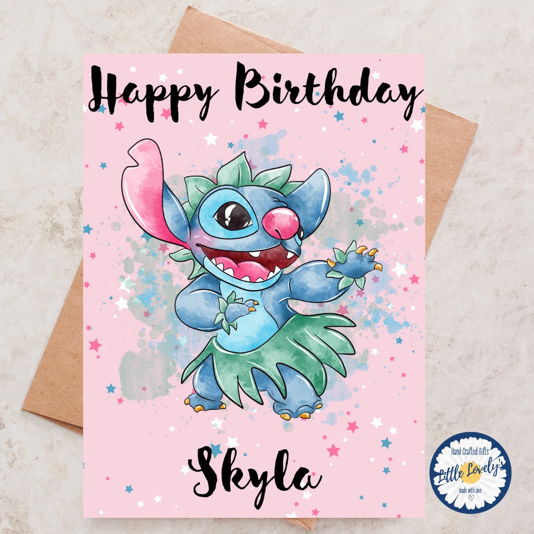 Personalised Stitch Birthday Card Lilo and Stitch Card - Etsy