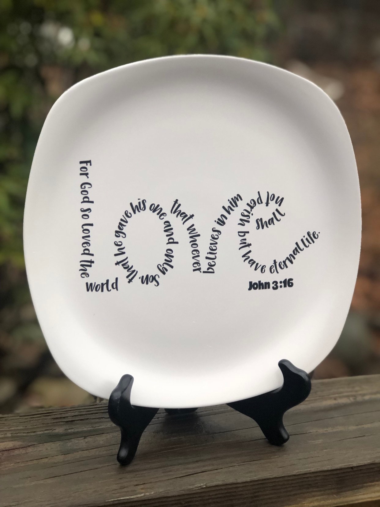 John 3:16 Love Plate, Religious Bible Verse Ceramic Gift, Plate to ...
