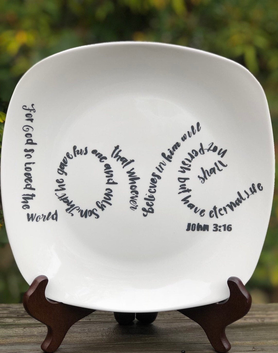 John 3:16 Love Plate, Religious Bible Verse Ceramic Gift, Plate to ...