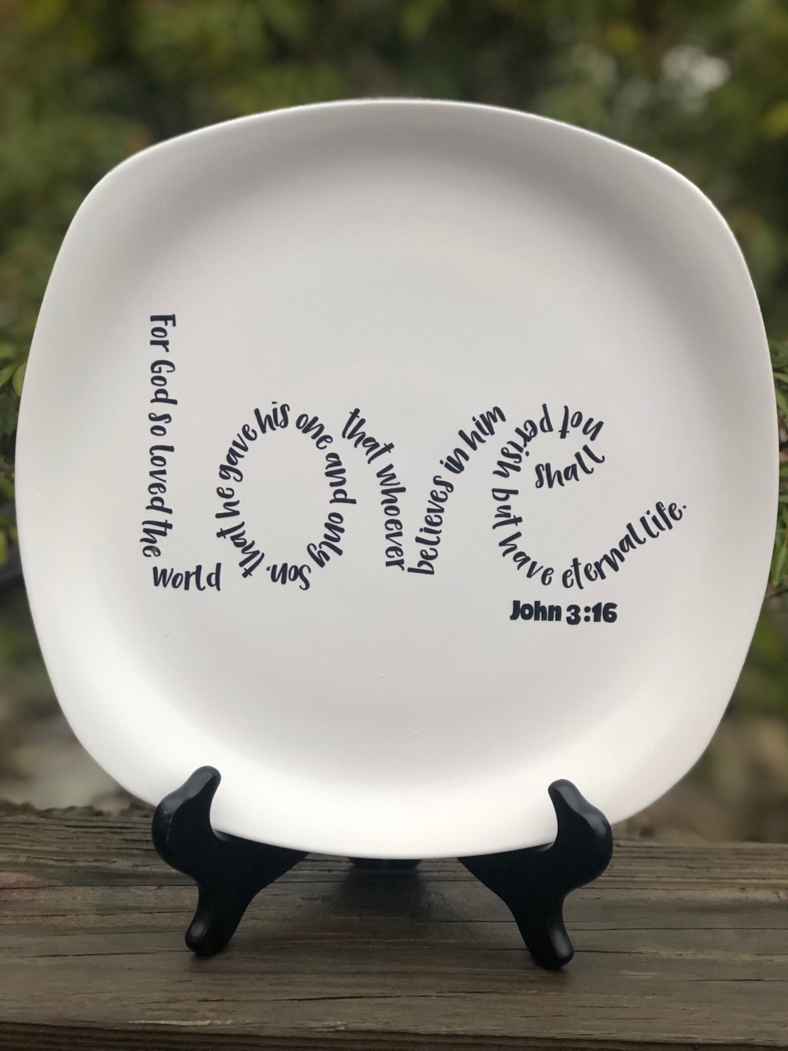 John 3:16 Love Plate, Religious Bible Verse Ceramic Gift, Plate to ...