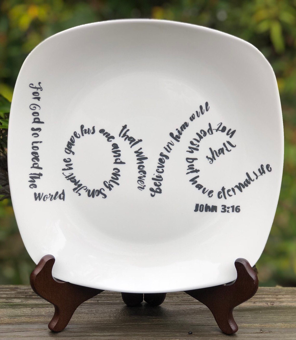 John 3:16 Love Plate, Religious Bible Verse Ceramic Gift, Plate to ...