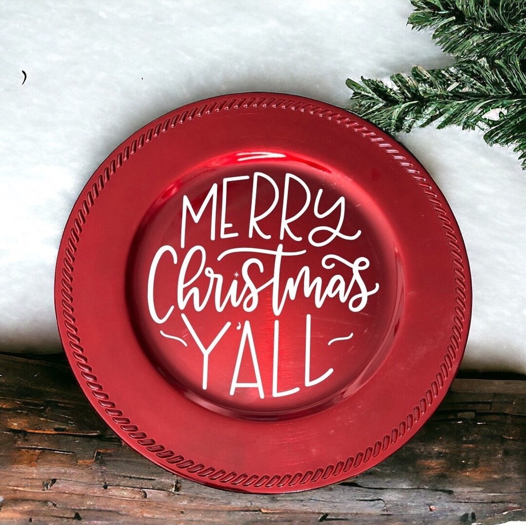 Merry Christmas Yall Charger Plate, Southern Slang Christmas Decoration ...