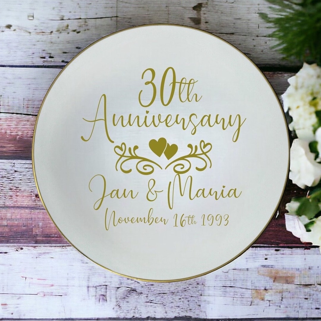 Personalized 30th Anniversary Keepsake Plate: Gold Trim Ceramic - Etsy