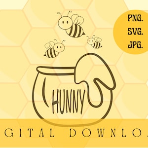 Honey Bee SVG| Honey Pot SVG| Pooh Bear SVG| Hunny Pot Png| Winnie the ...