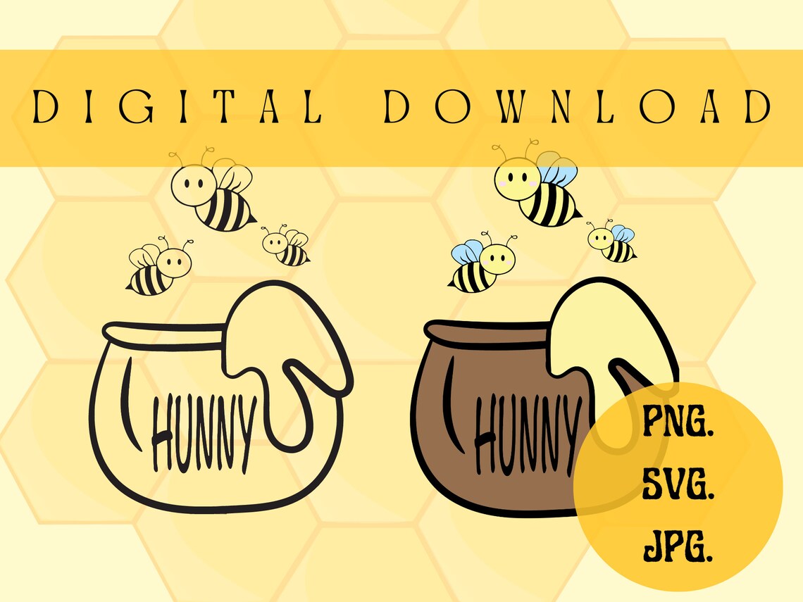 Honey Bee SVG| Honey Pot SVG| Pooh Bear SVG| Hunny Pot Png| Winnie the ...
