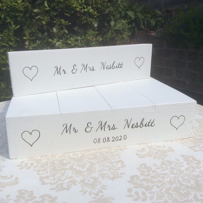 Personalised Rustic Square Wedding Cake Stand white or Oak - Etsy