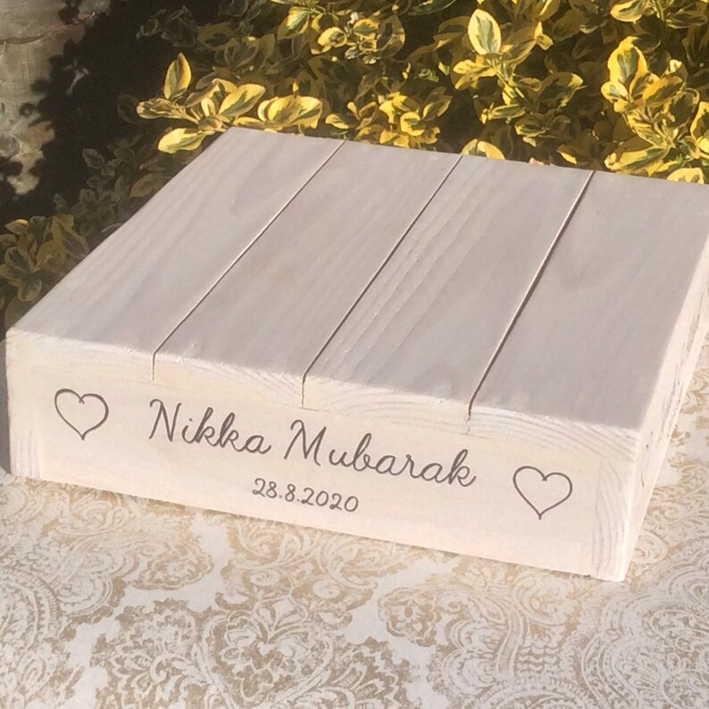Personalised Rustic Square Wedding Cake Stand white or Oak - Etsy