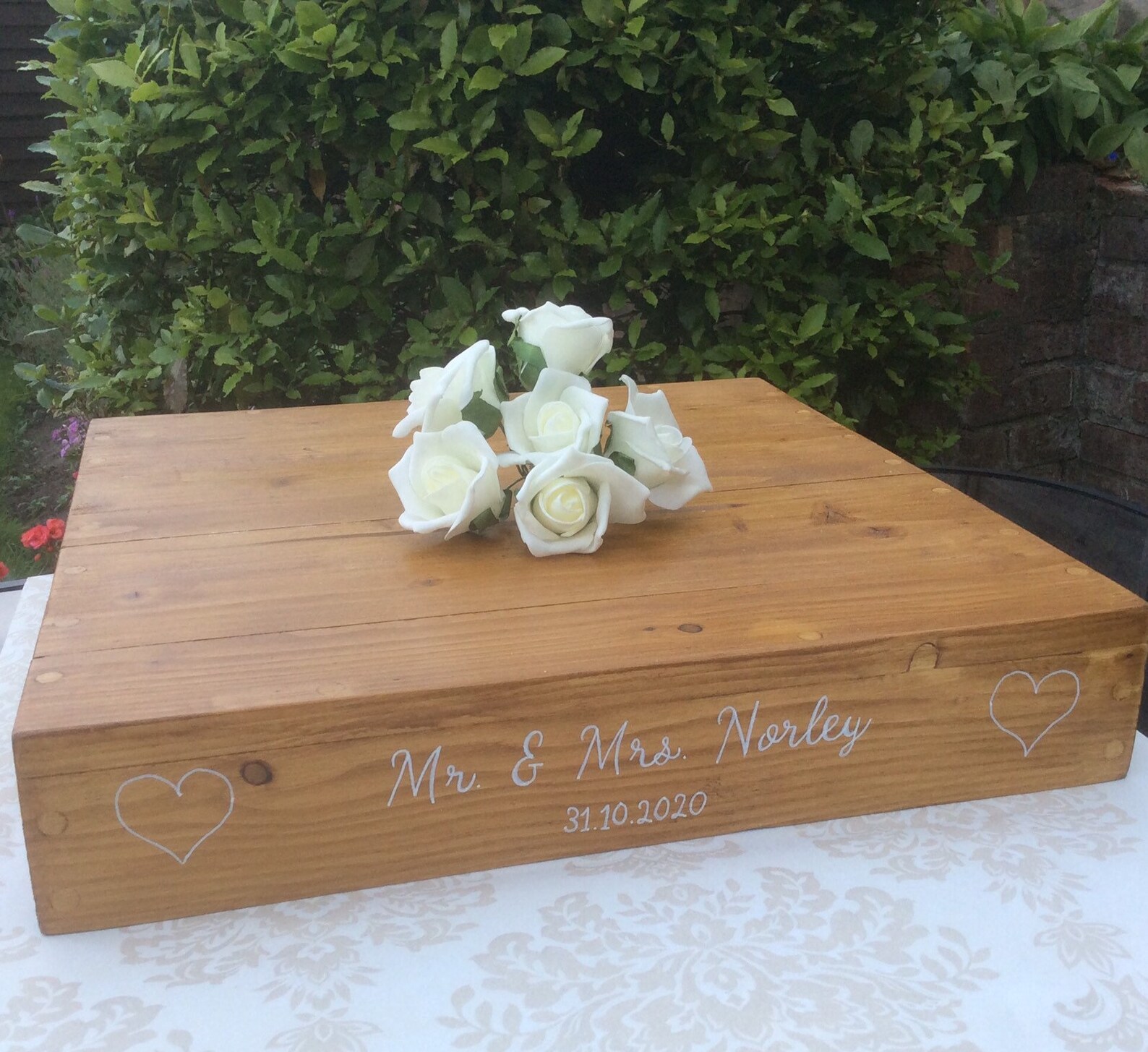 Personalised Rustic Square Wedding Cake Stand white or Oak - Etsy UK
