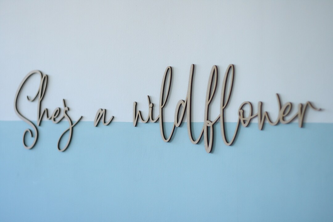 She's A Wildflower Plywood Words Sign for Wall Art, Nursery Decor ...