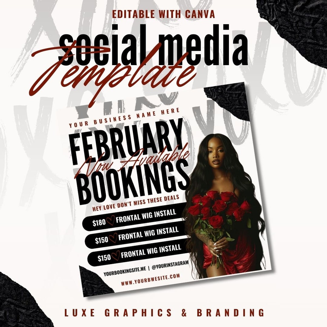 Editable February Booking Template - Etsy