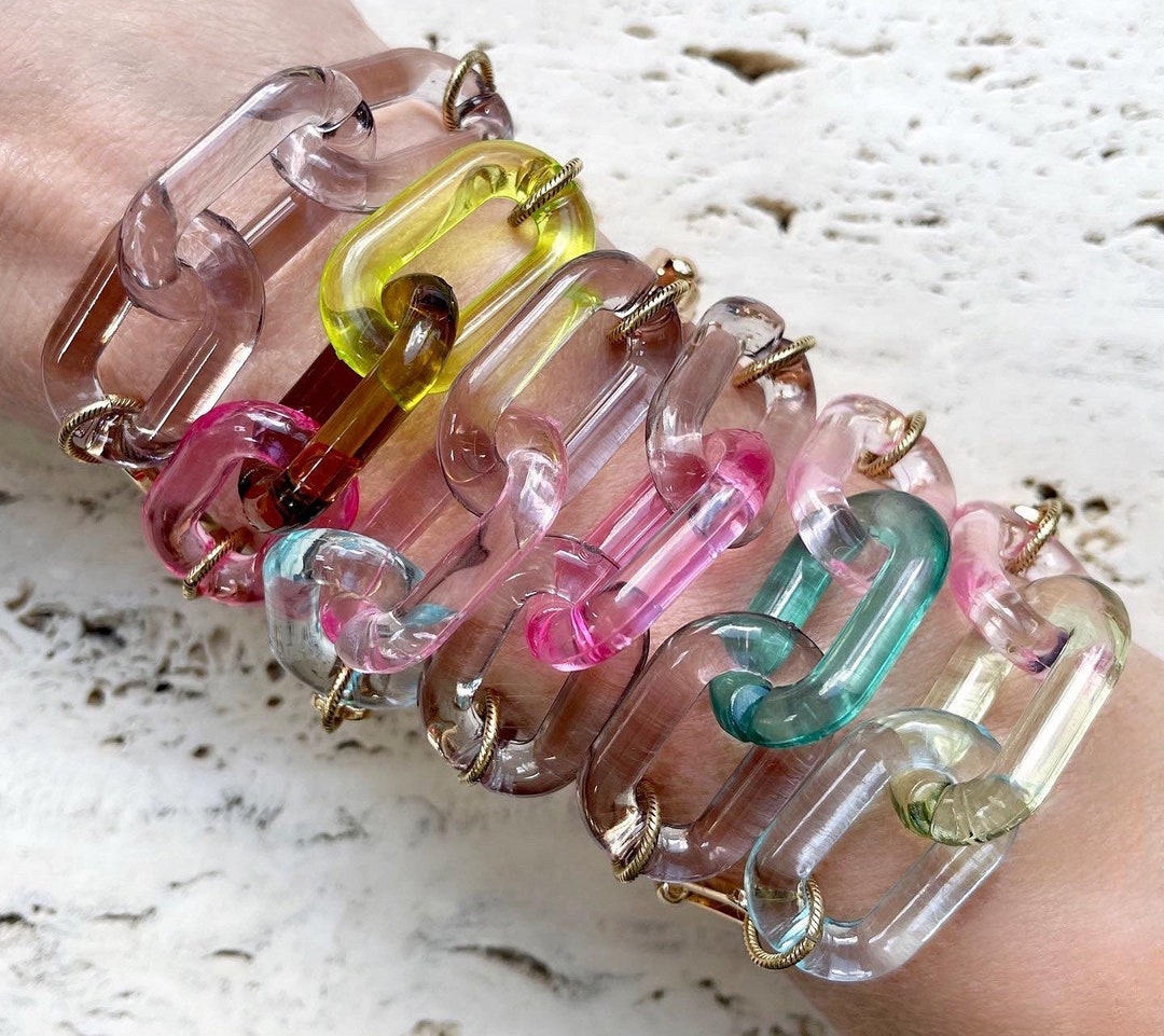 Icing on the Cake//acrylic With Gold Plated Link Bracelets//toggle ...