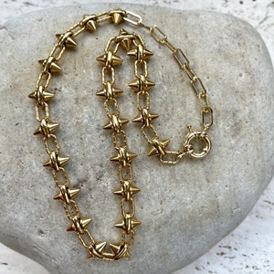 Spiked Punch//gold Filled Spiked Chain Link Necklace//adjustable Length ...