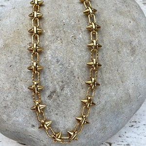 Spiked Punch//gold Filled Spiked Chain Link Necklace//adjustable Length ...