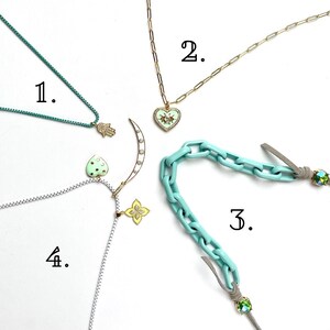 Splash//chunky Aqua Enamel Chain Adjustable Length Tie Necklace//charm ...